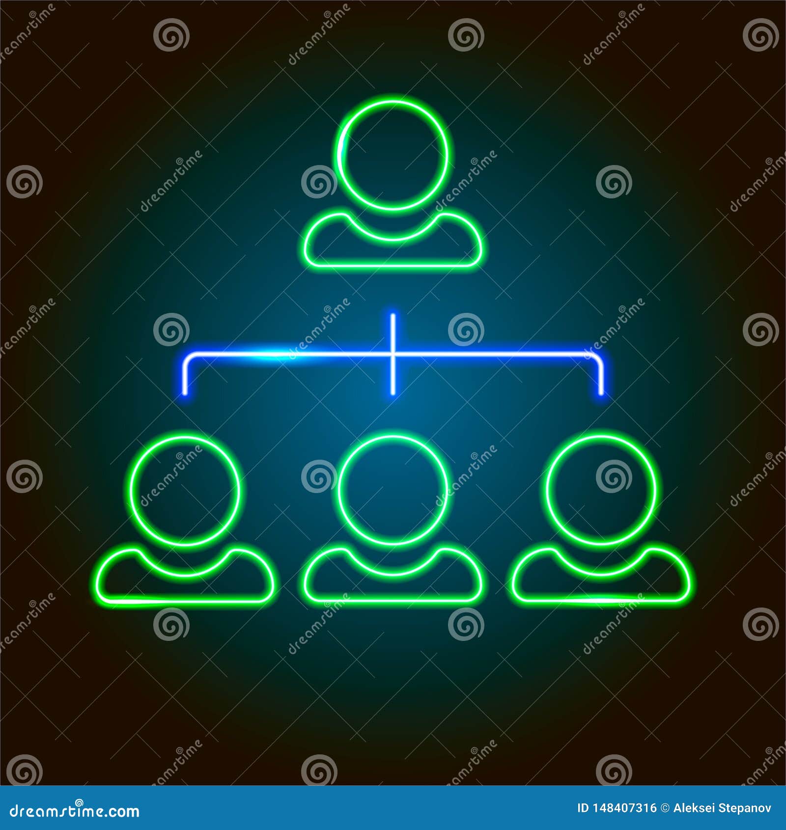 Neon Group of Buisiness People, Teamwork Icon Stock Illustration ...