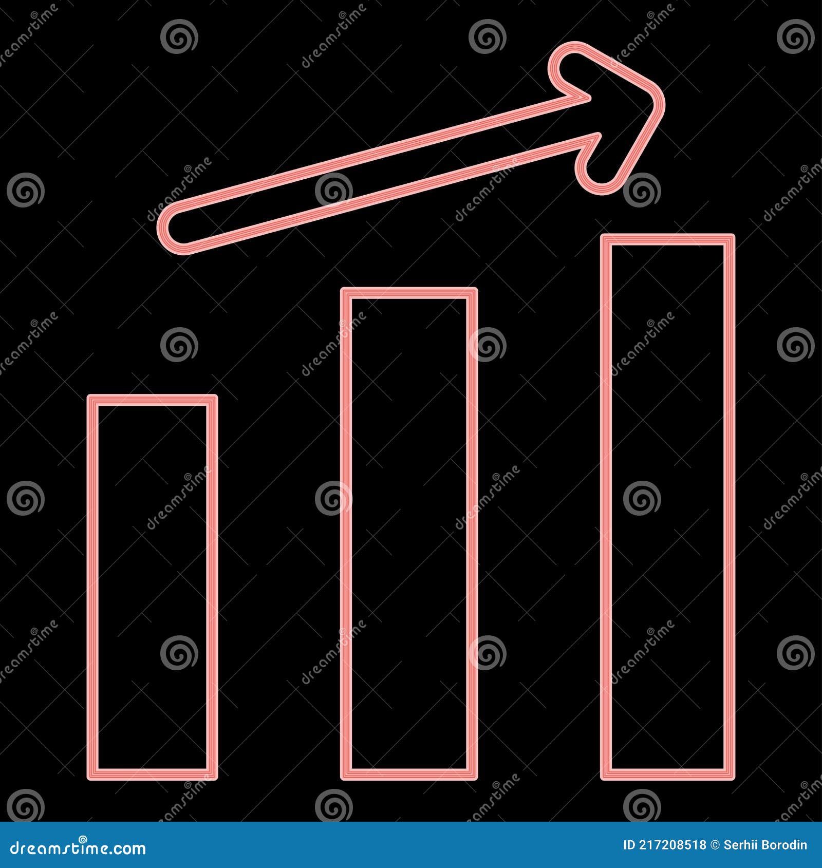 Neon Growth Chart the Red Color Vector Illustration Flat Style Image ...
