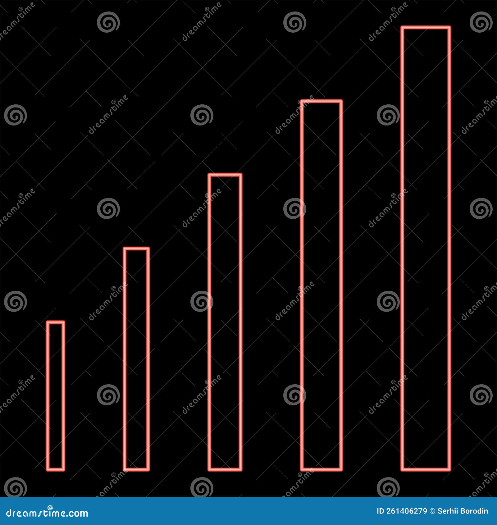 Neon Growth Chart Red Color Vector Illustration Image Flat Style Stock ...