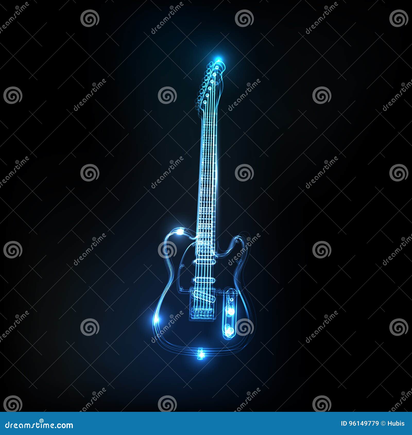 Neon guitar stock vector. Illustration of neon, music - 96149779