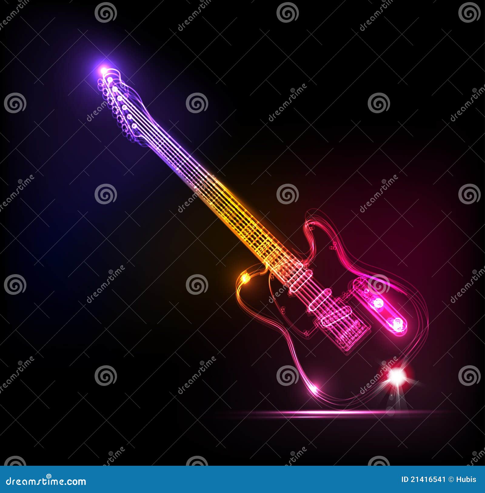 Neon guitar, grunge music stock vector. Illustration of loud - 21416541