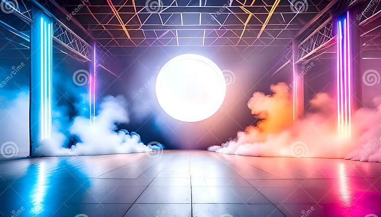 A Neon Hall, a Musical Corridor Stock Photo - Image of stage, light ...