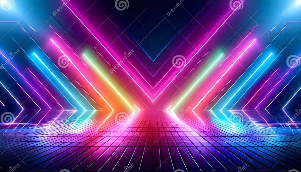 A Neon Hall, a Musical Corridor Stock Image - Image of rays, abstract ...