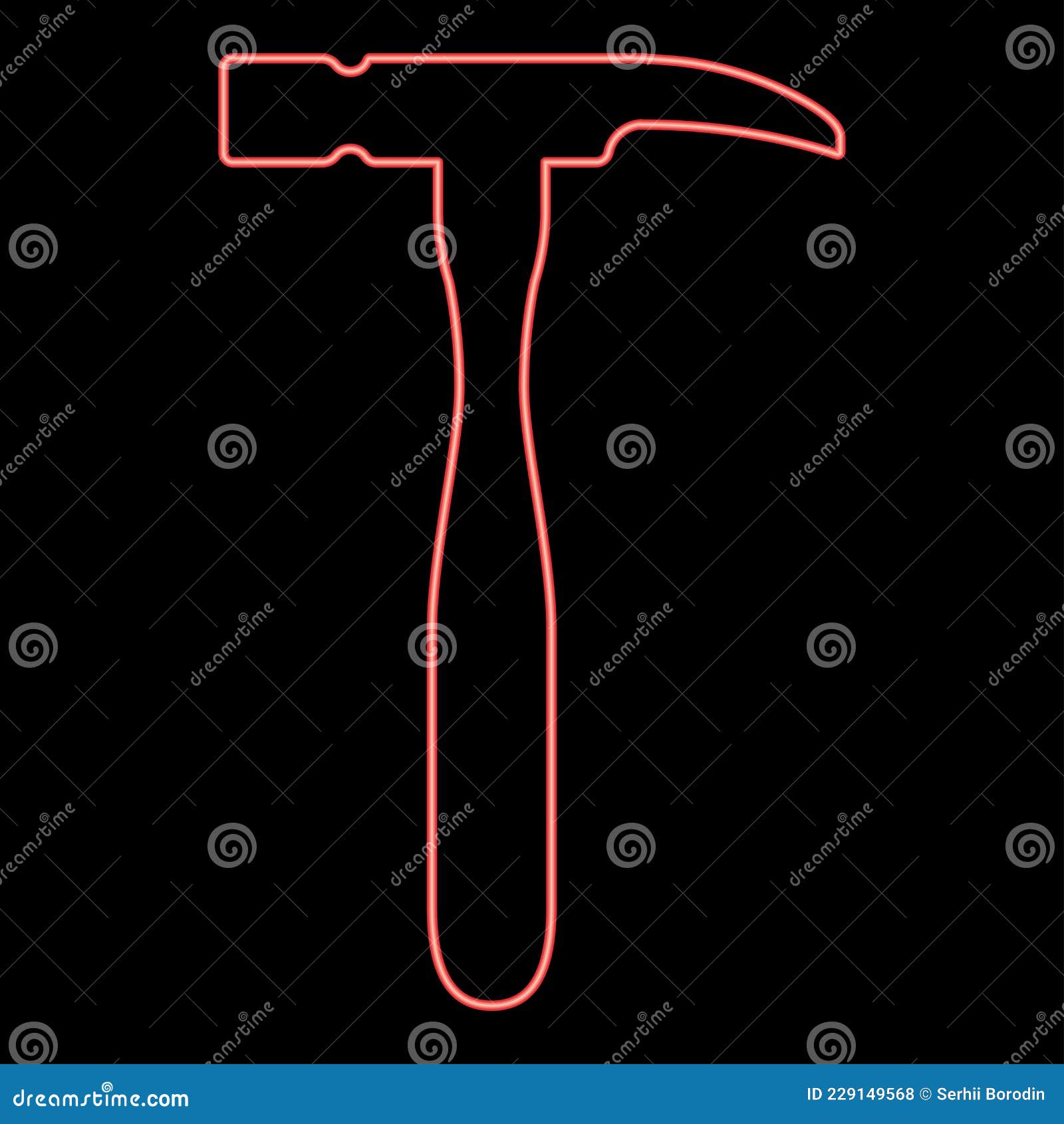 Neon Hammer Red Color Vector Illustration Flat Style Image Stock Vector ...