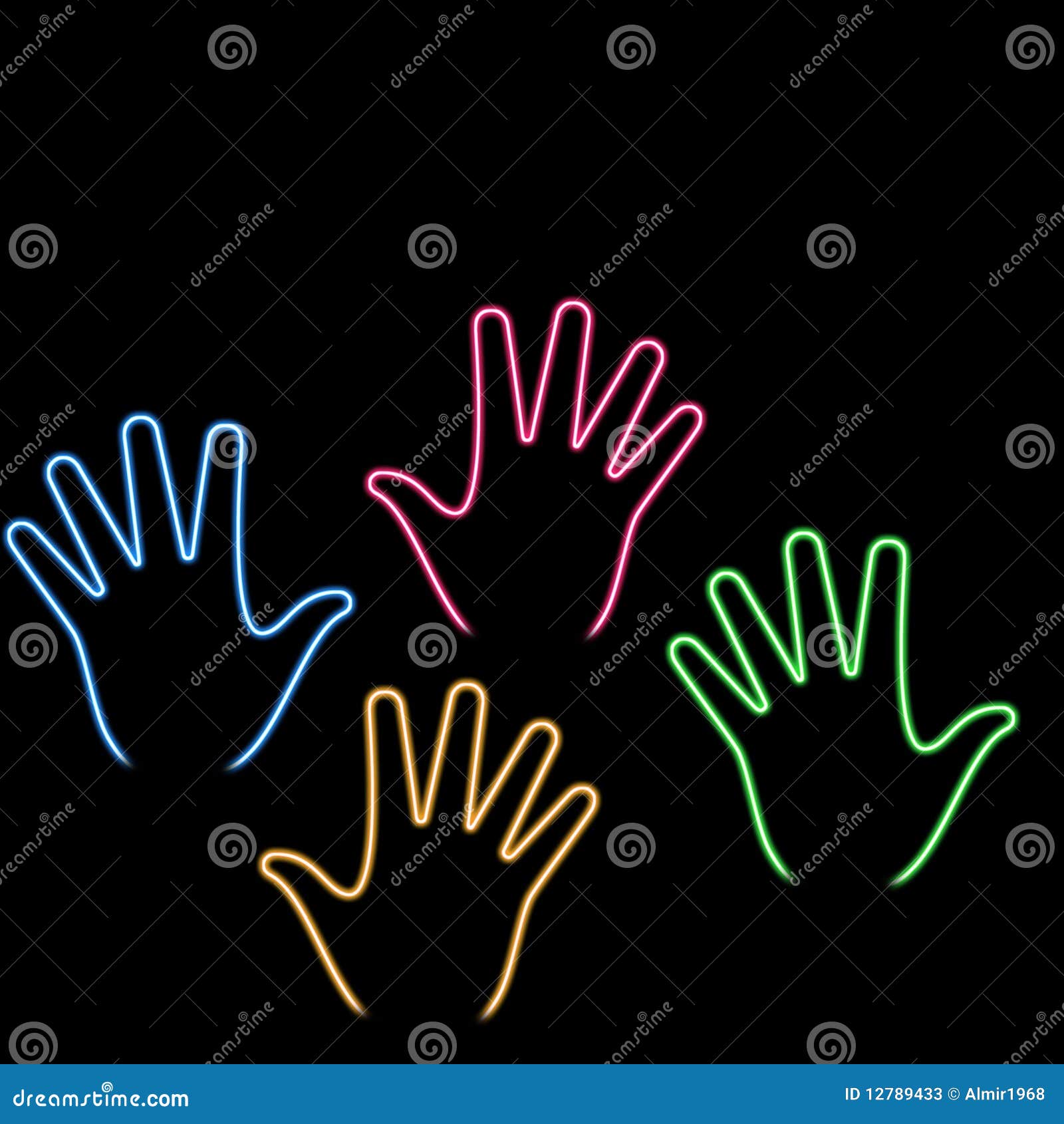 Neon hand stock illustration. Illustration of mystery - 12789433