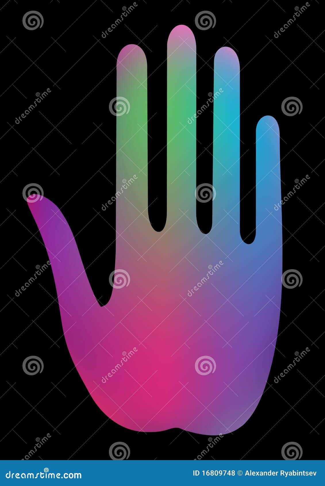 Neon hand stock vector. Illustration of hello, inspiration - 16809748