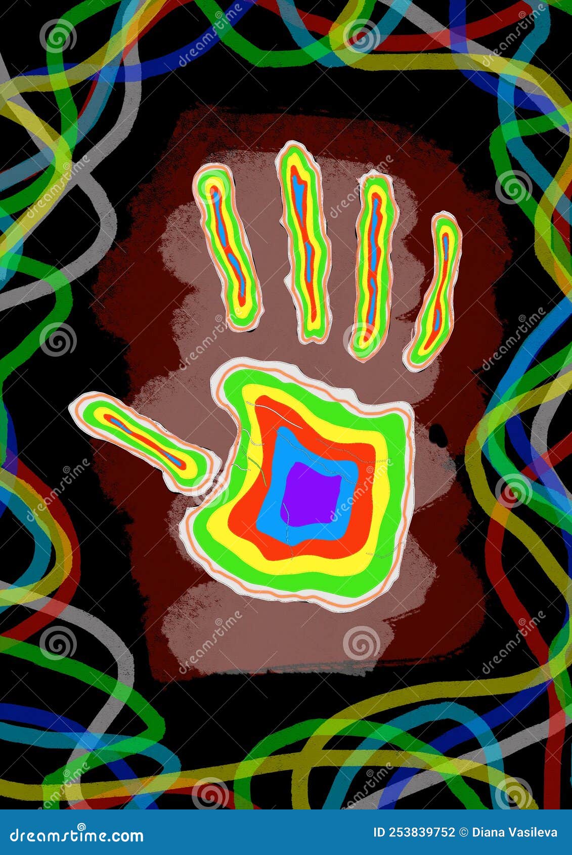 Neon hand stock illustration. Illustration of neon, brand - 253839752