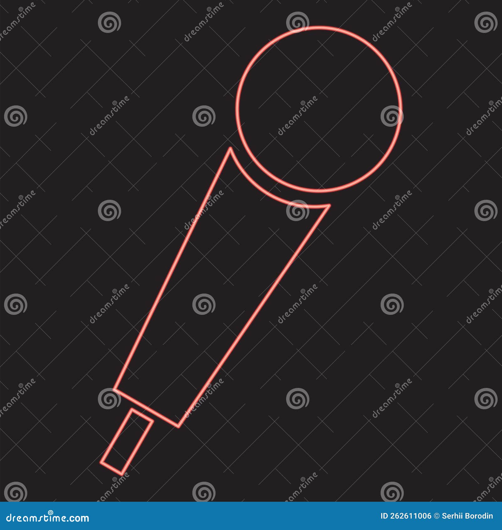 Neon Hand Microphone Red Color Vector Illustration Image Flat Style ...