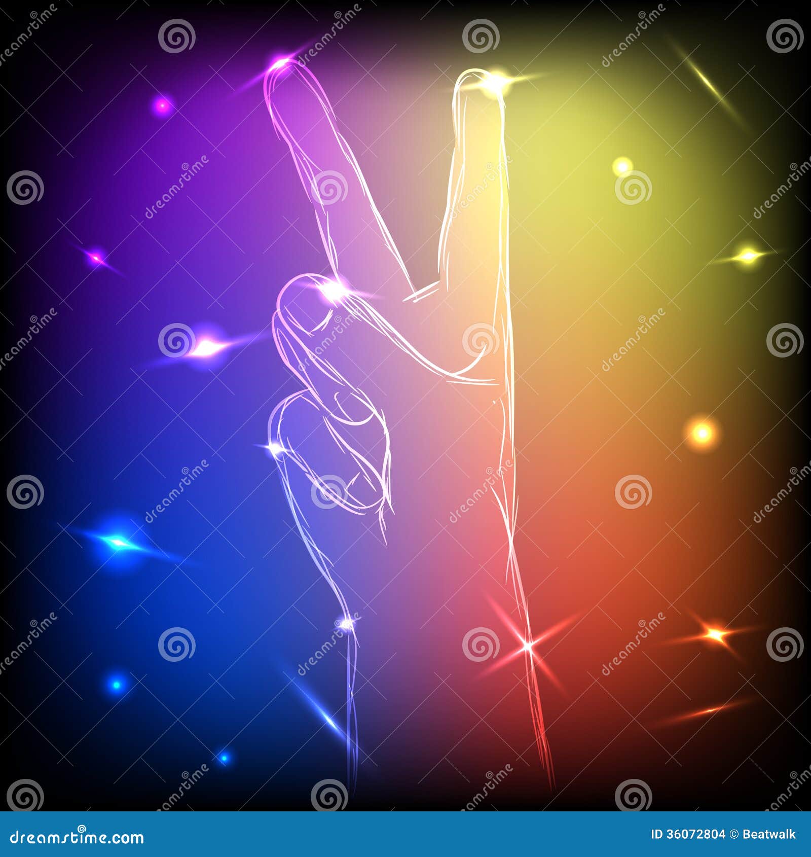 Neon Hand Peace stock vector. Illustration of burning - 36072804