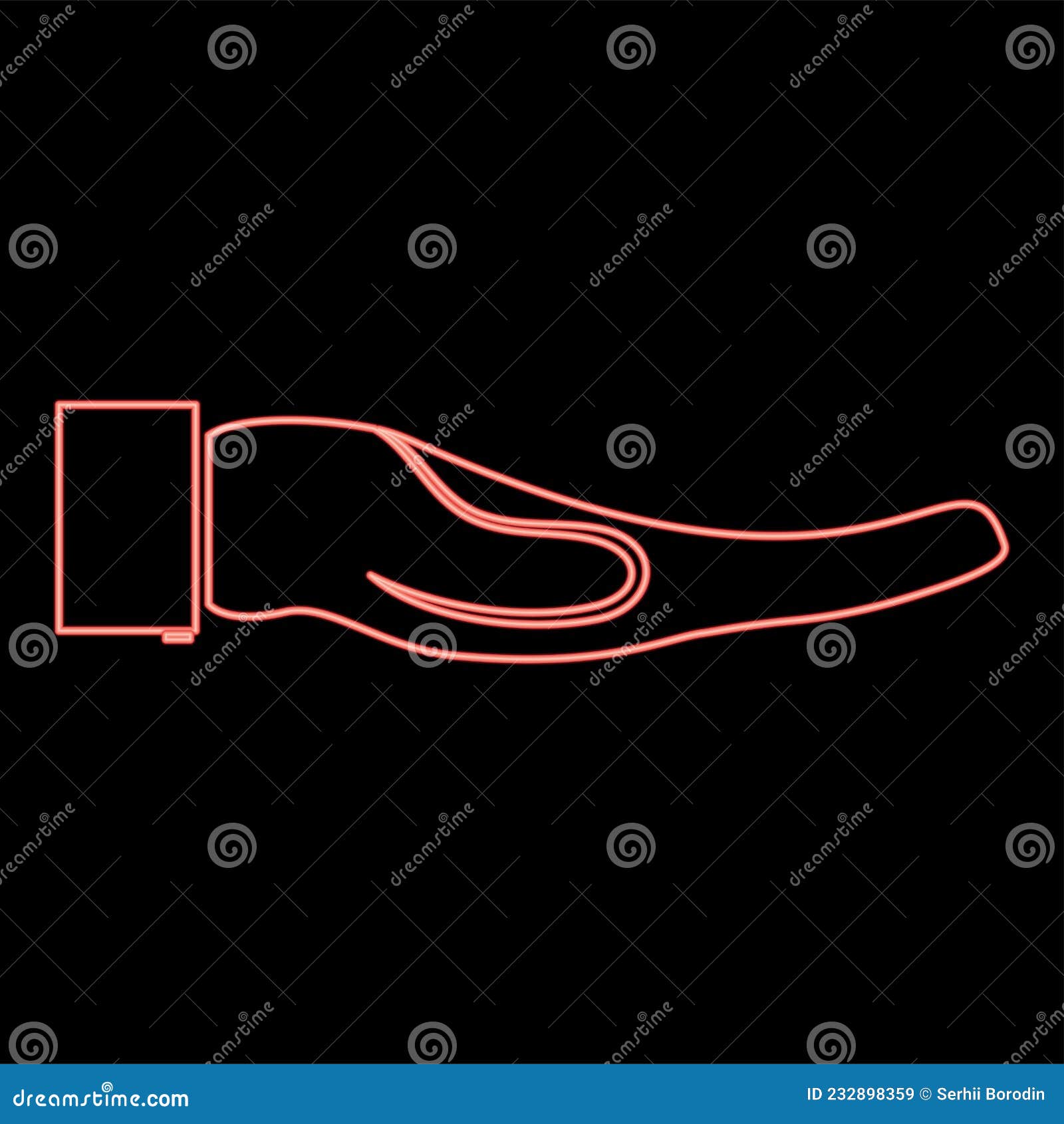 Neon Hand Red Color Vector Illustration Flat Style Image Stock Vector ...