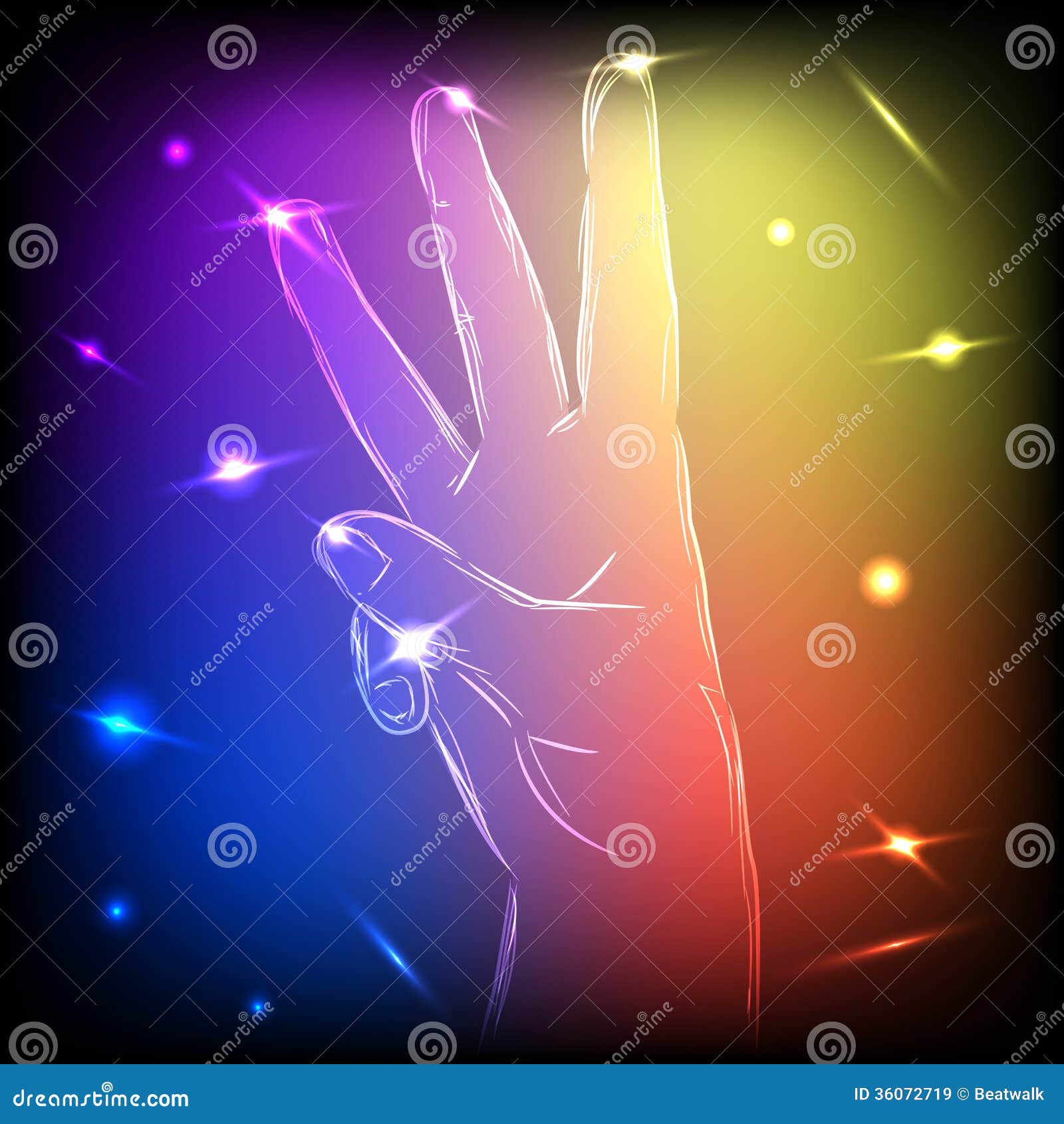Neon Hand Three Fingers stock vector. Illustration of mesh - 36072719
