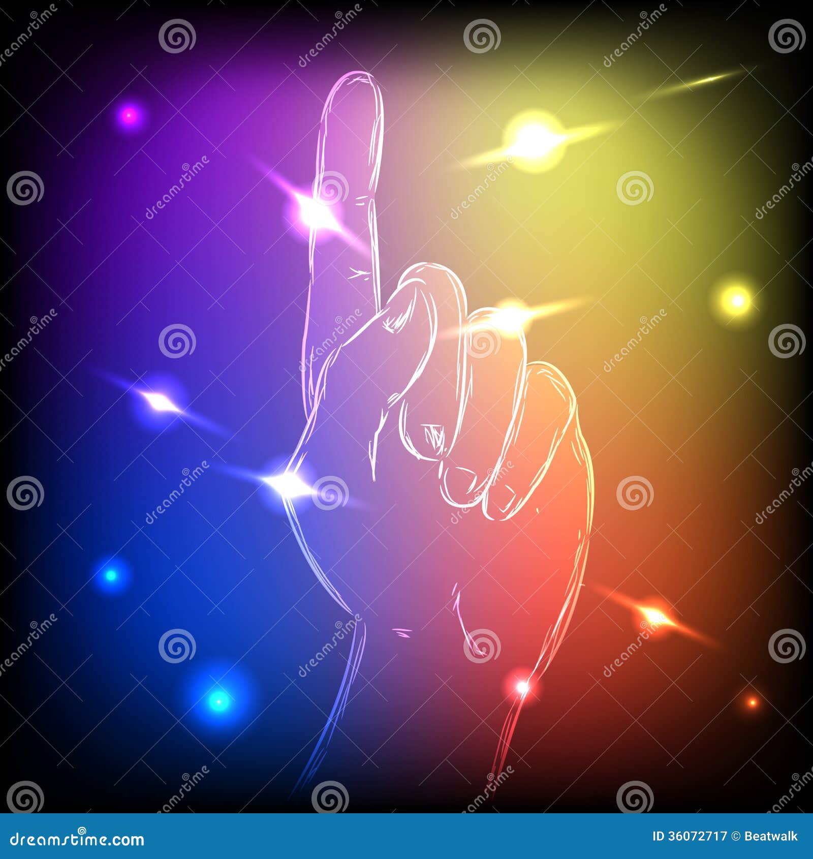 Neon Hand Up stock vector. Illustration of digital, fantastic - 36072717