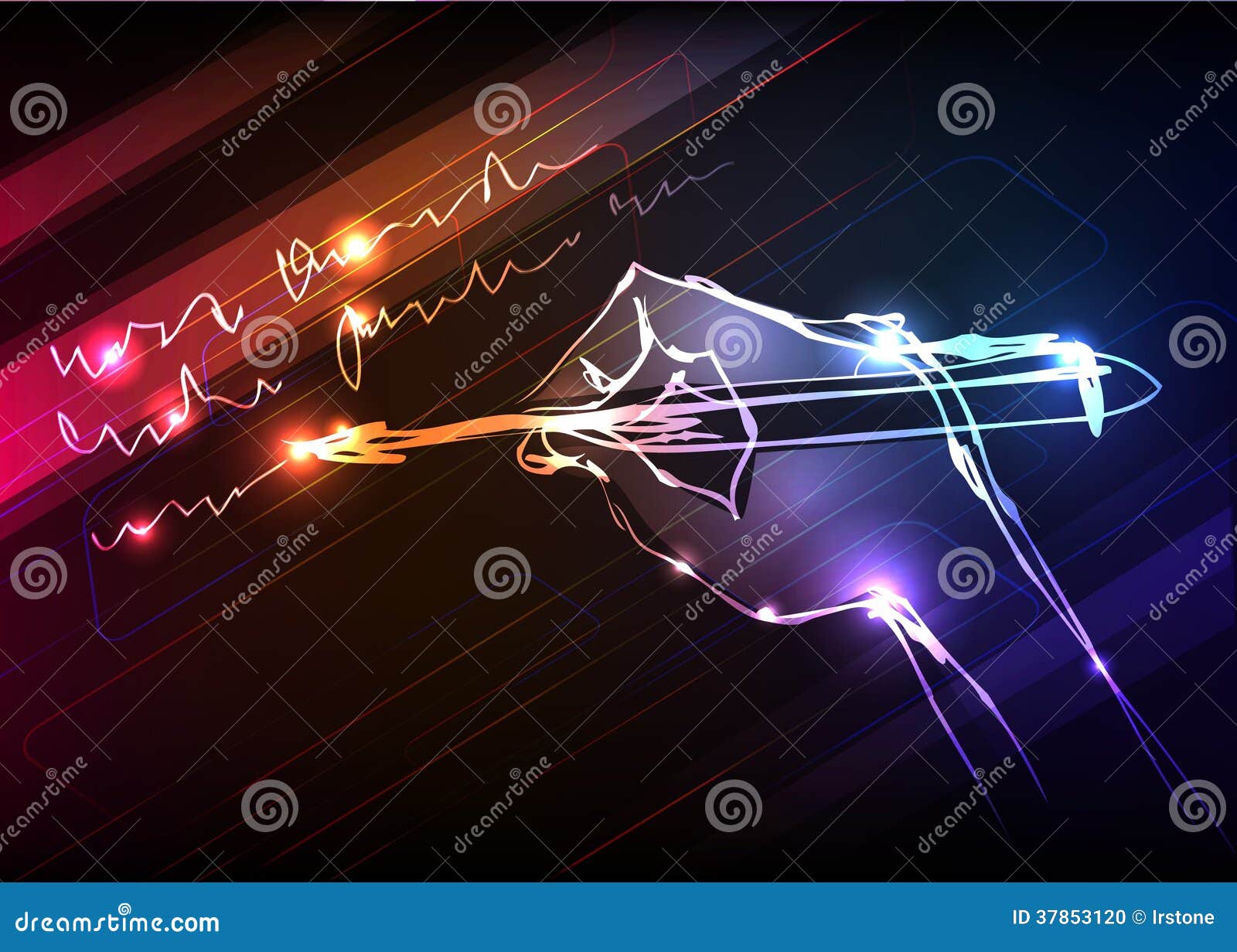 Neon Hand Bone Red Color Vector Illustration Image Flat Style ...