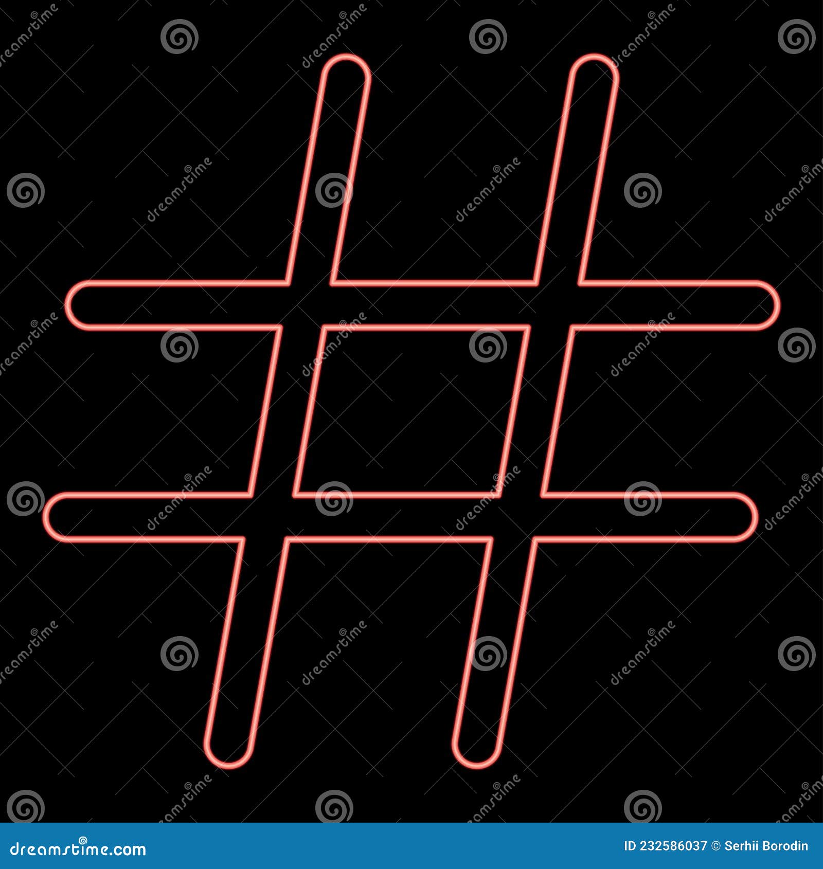 Neon Hashtag Icon Black Color in Circle Red Color Vector Illustration ...