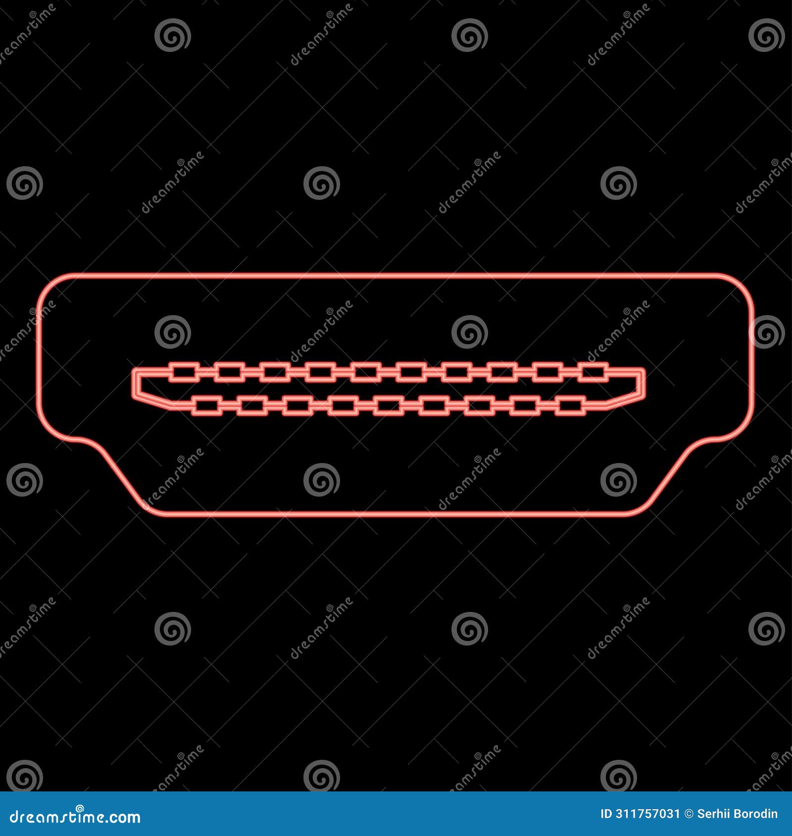 Neon HDMI Port Socket Red Color Vector Illustration Image Flat Style ...