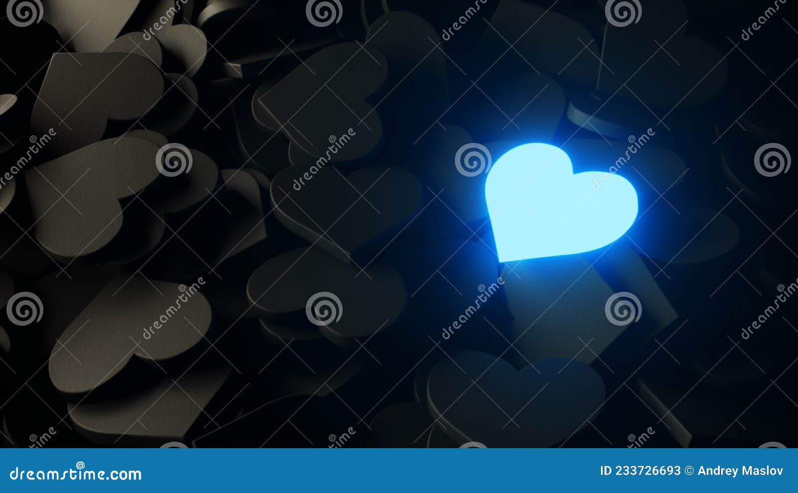 Neon Heart on a Black Background. 3d Illustration Stock Illustration ...