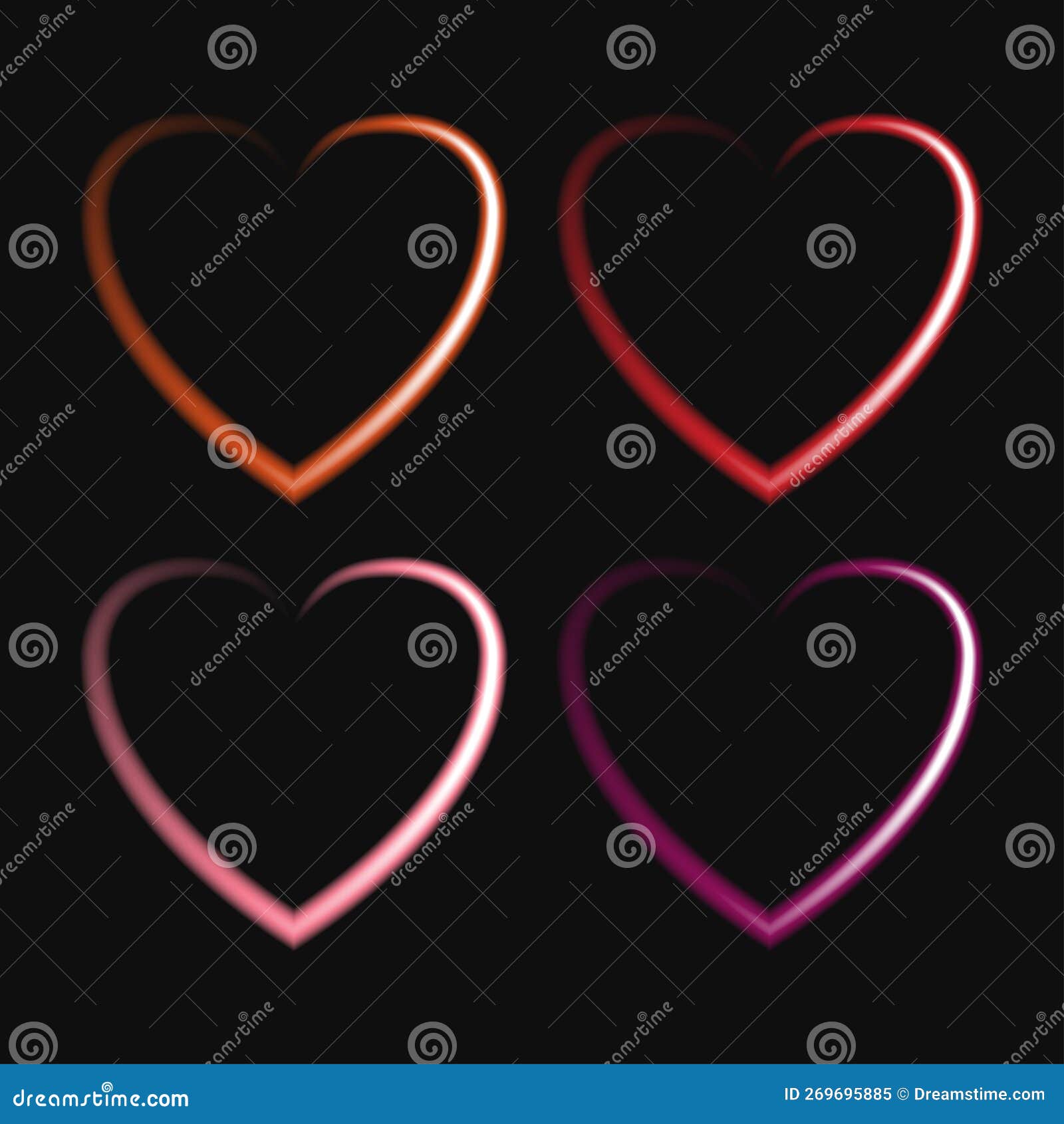 Neon Heart on Black Background Vector Stock Vector - Illustration of ...