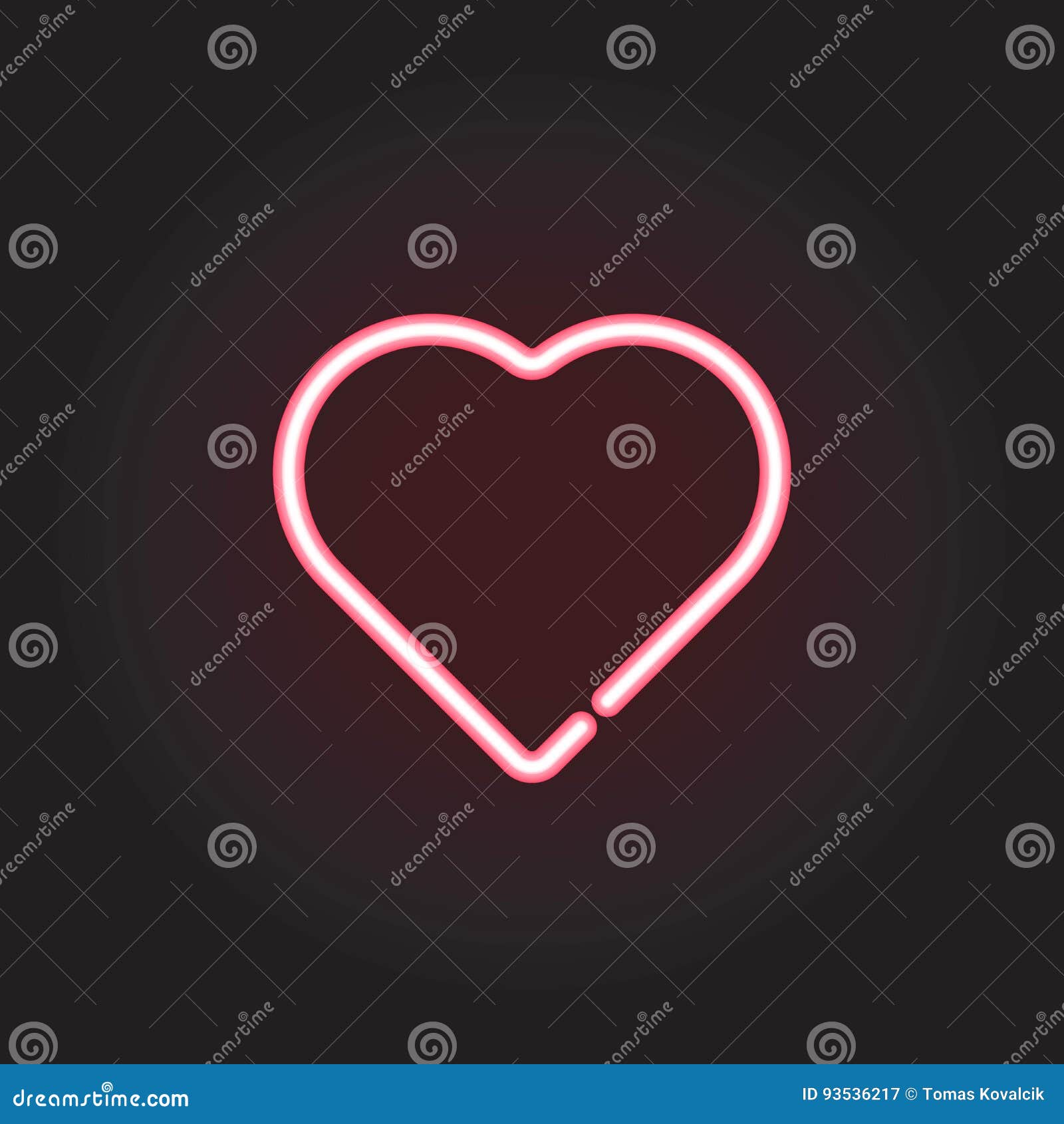 Neon Heart on Black Background Stock Vector - Illustration of glow ...