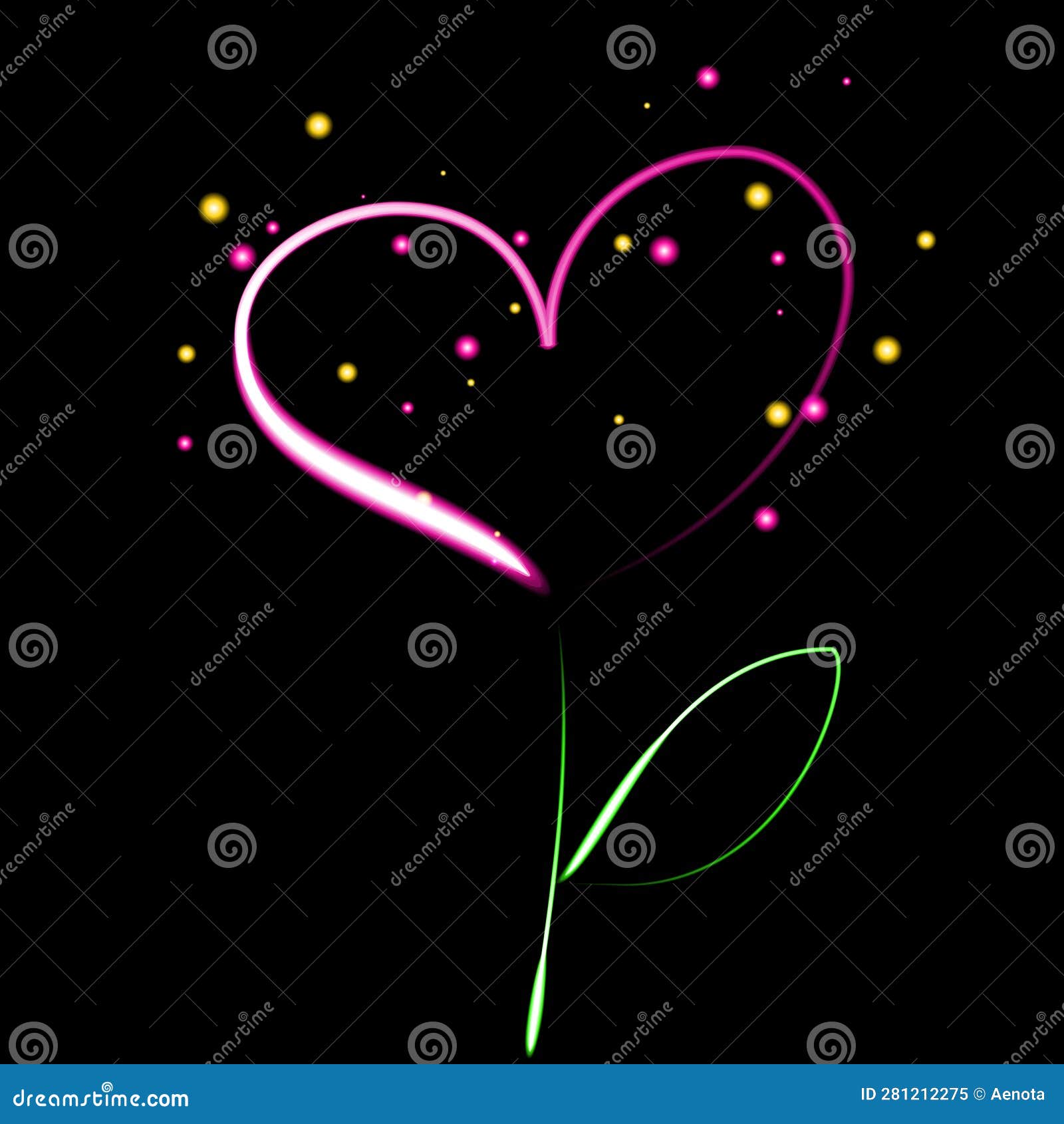 Neon Heart Flower - Vector Illustration Stock Vector - Illustration of ...