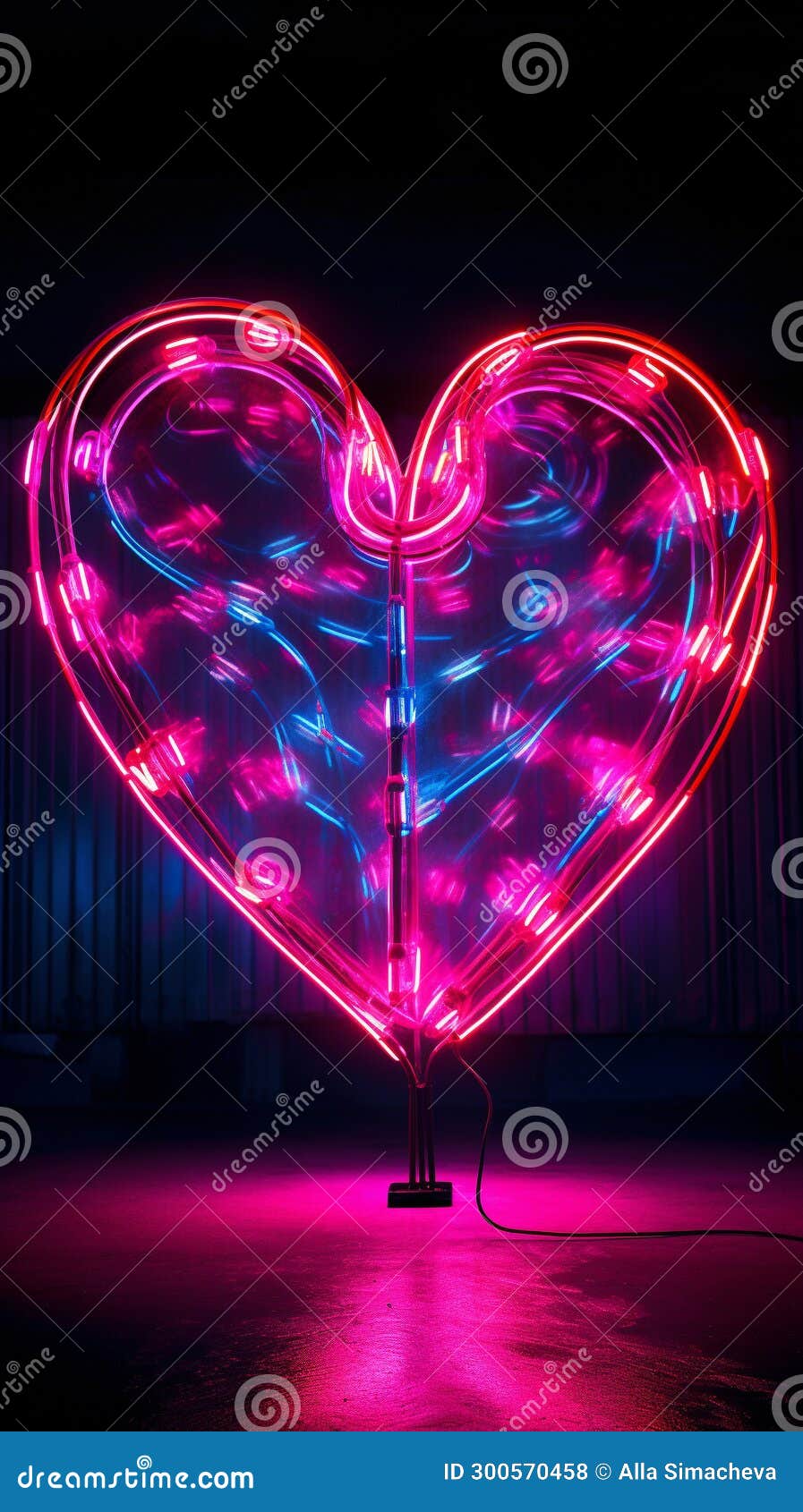 Neon Heart Light. Generative Ai Illustration Stock Photo - Image of ...