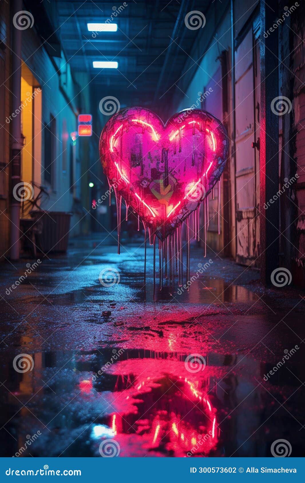 Neon Heart Light. Generative Ai Illustration Stock Photo - Image of ...