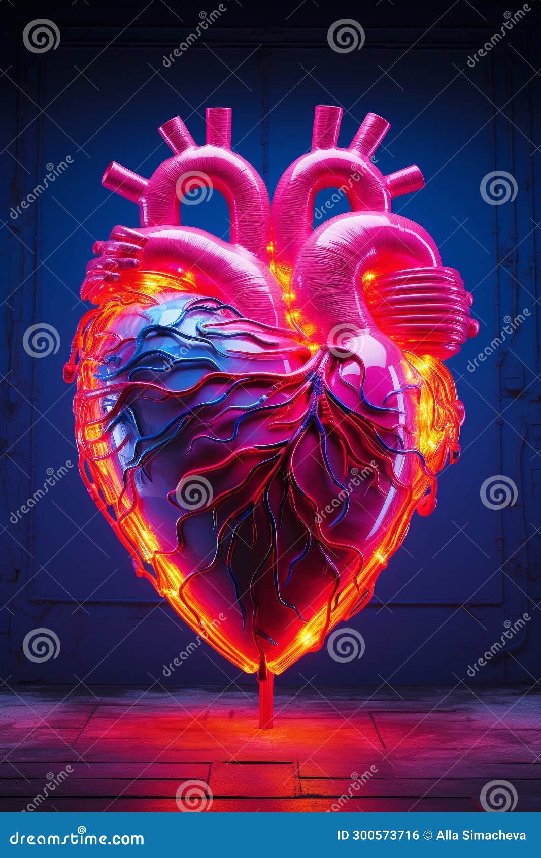 Neon Heart Light. Generative Ai Illustration Stock Photo - Image of ...