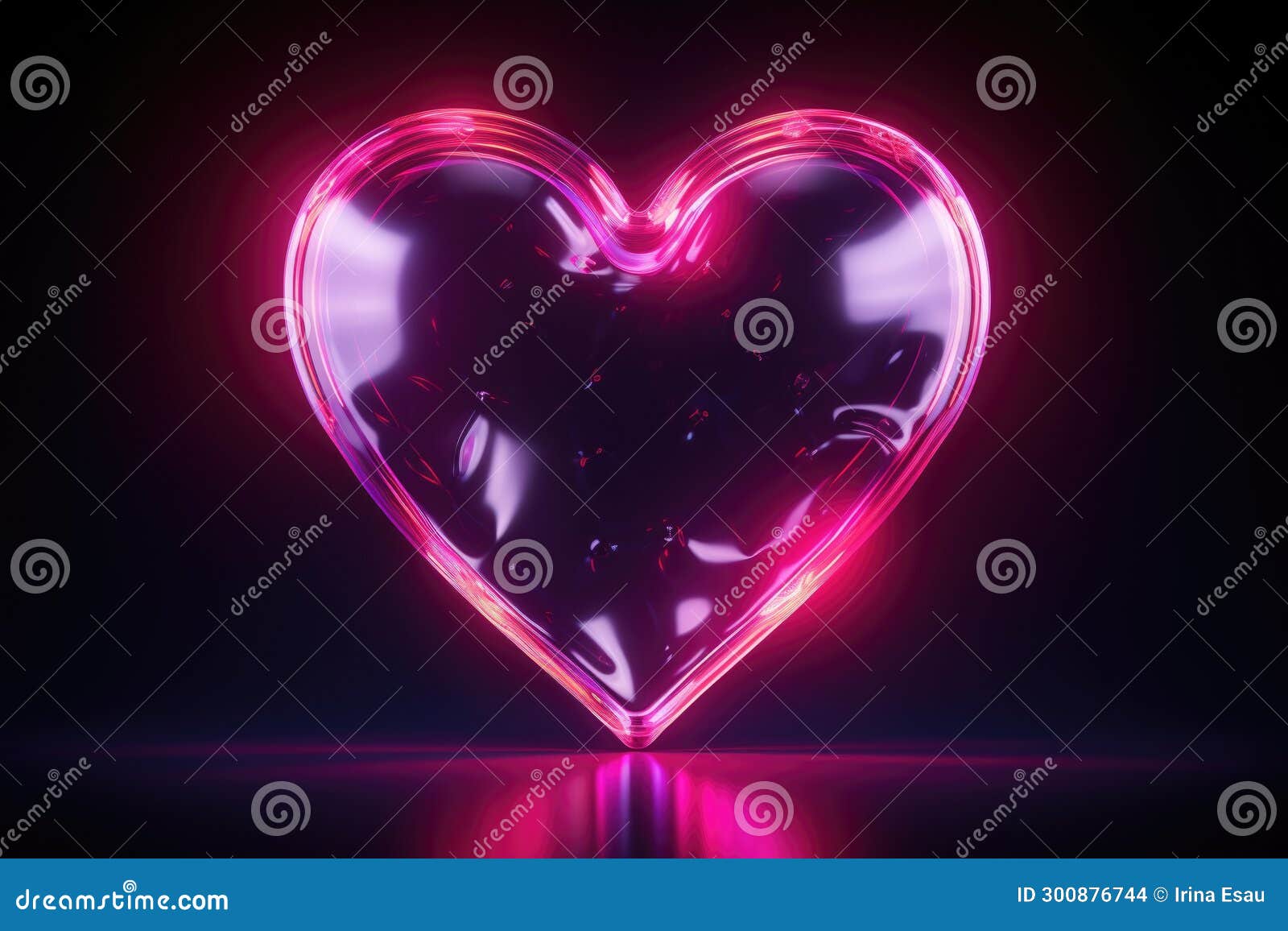 Neon Heart Purple Glow Dark Background Stock Photo - Image of romance ...