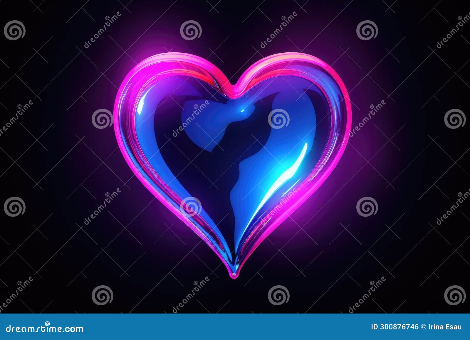 Neon Heart Purple Glow Dark Background Stock Photo - Image of design ...