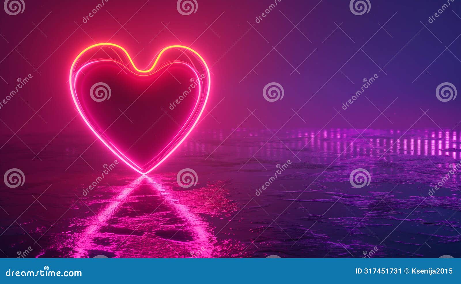 Neon Heart with Smoke, Gradient Led Border Stock Image - Image of ...