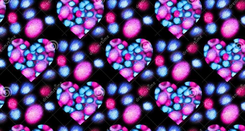 Neon hearts pattern stock illustration. Illustration of vector - 210169448
