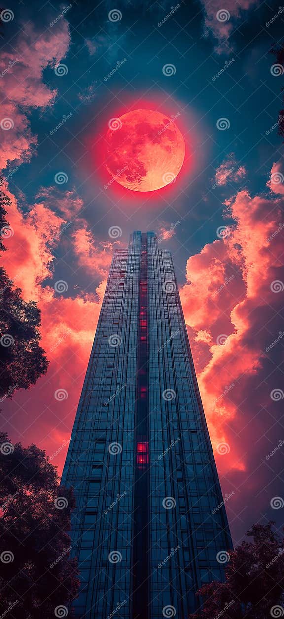 Neon Heights: Synthwave Skyscraper Stock Illustration - Illustration of ...