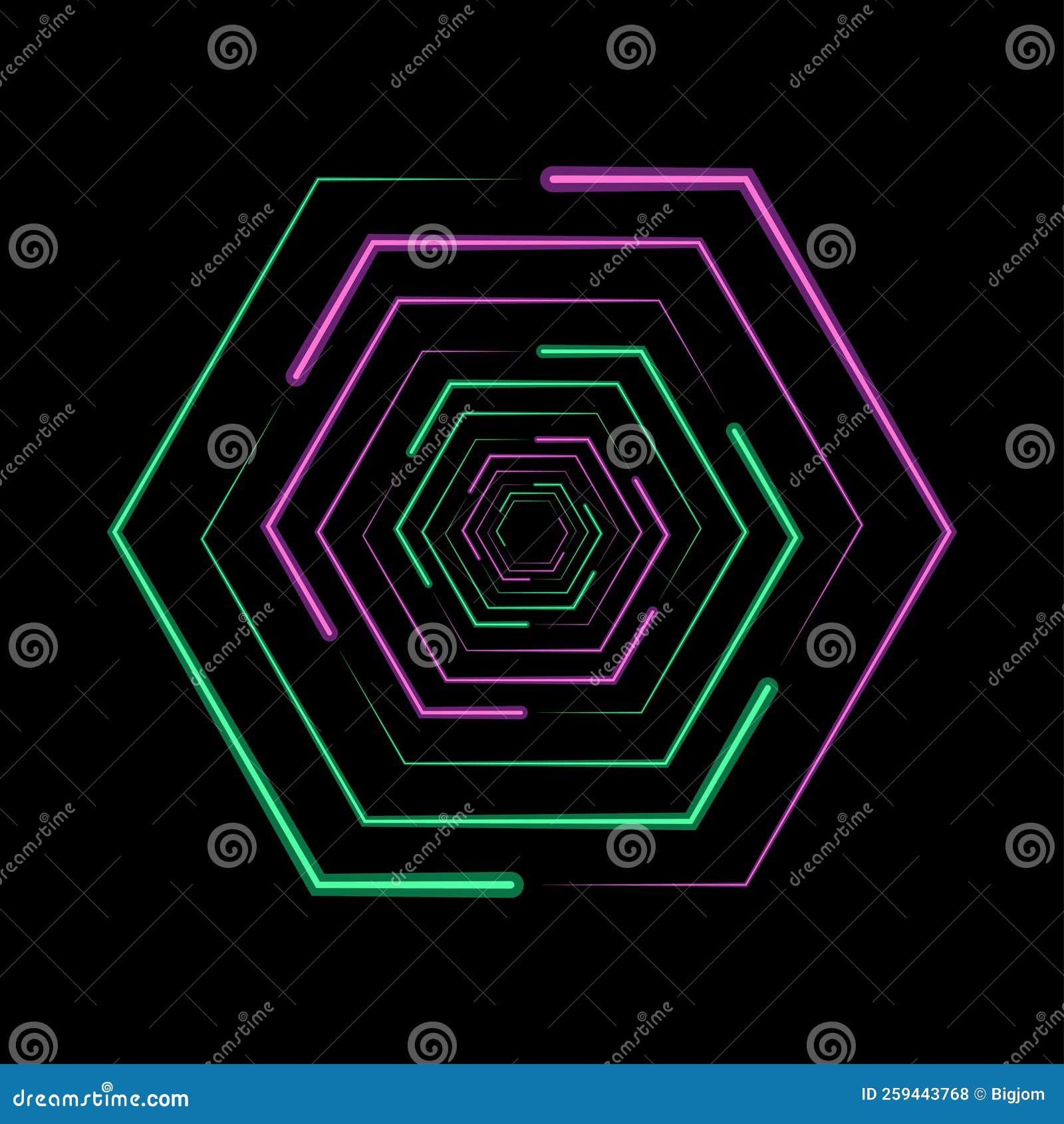 Neon Hexagon Frame or Neon Lights Sign. Vector Abstract Background Stock Illustration ...