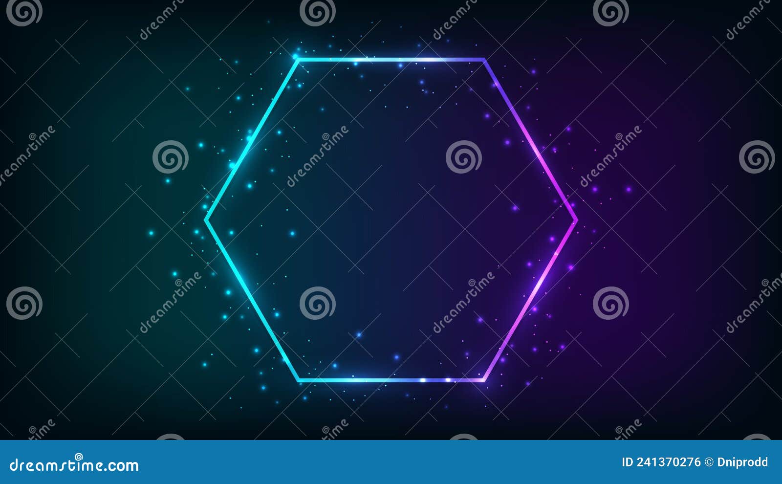Neon Hexagon Frame with Shining Effects Stock Vector - Illustration of ...
