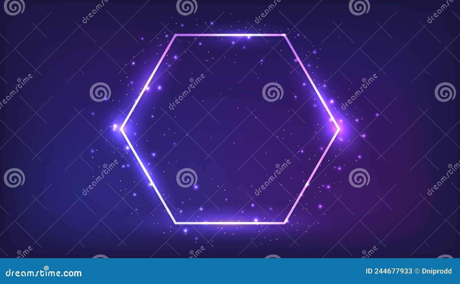 Neon Hexagon Frame with Shining Effects Stock Vector - Illustration of ...