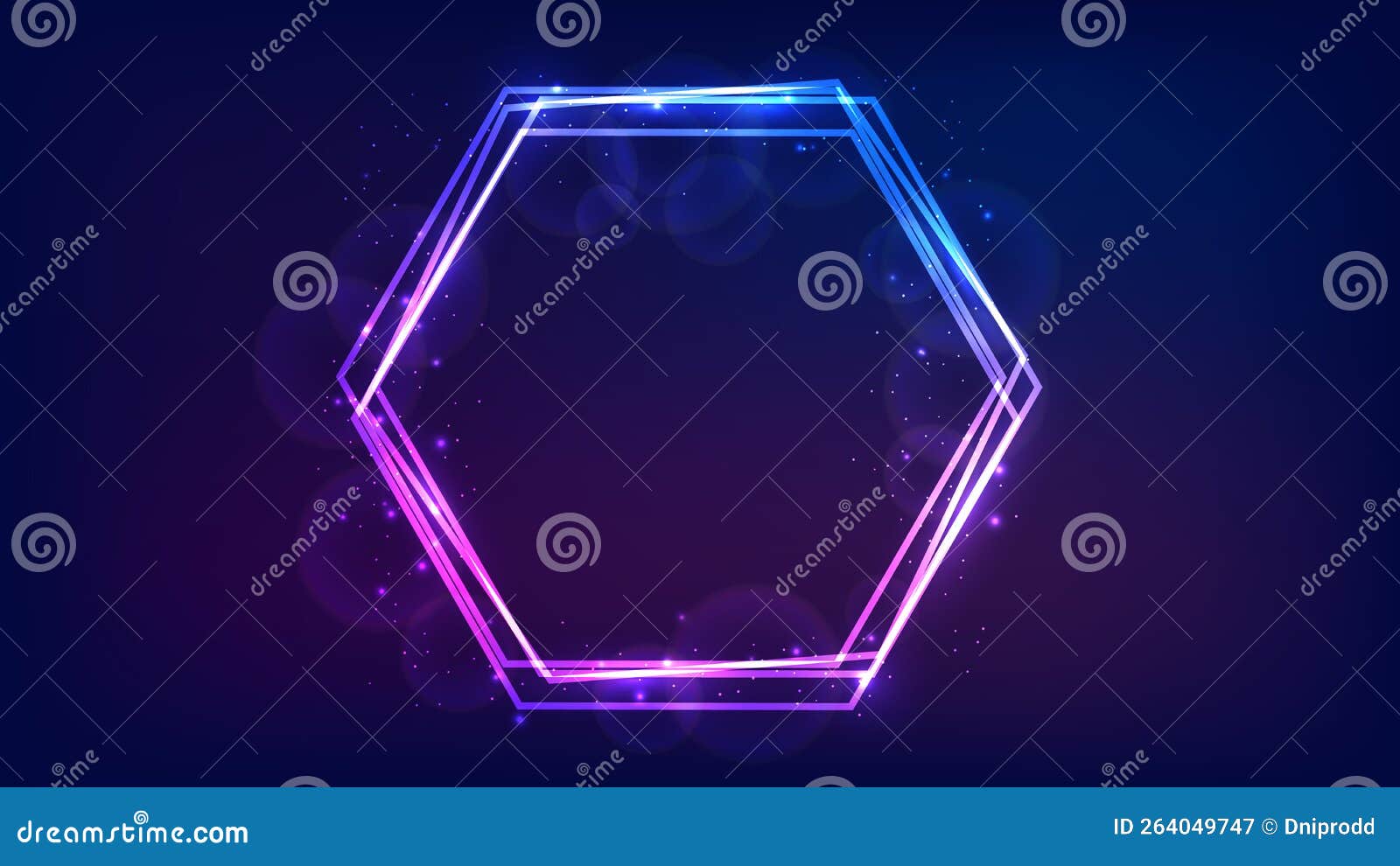 Neon Hexagon Frame with Shining Effects and Sparkles Stock Vector ...