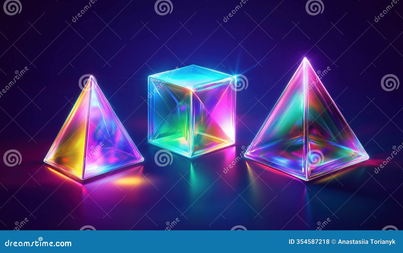 Neon Holographic Cube stock photo. Image of light, object - 354587218