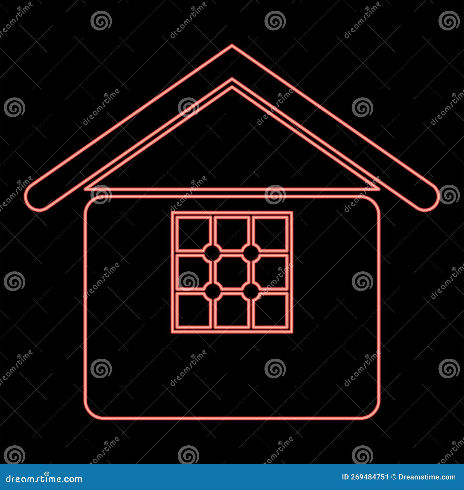 Neon Home Red Color Vector Illustration Image Flat Style Stock Vector ...