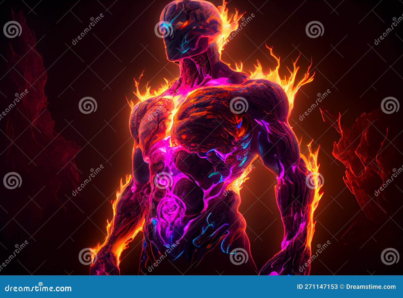 Neon Human Aura on a Dark Background. Stock Illustration - Illustration ...