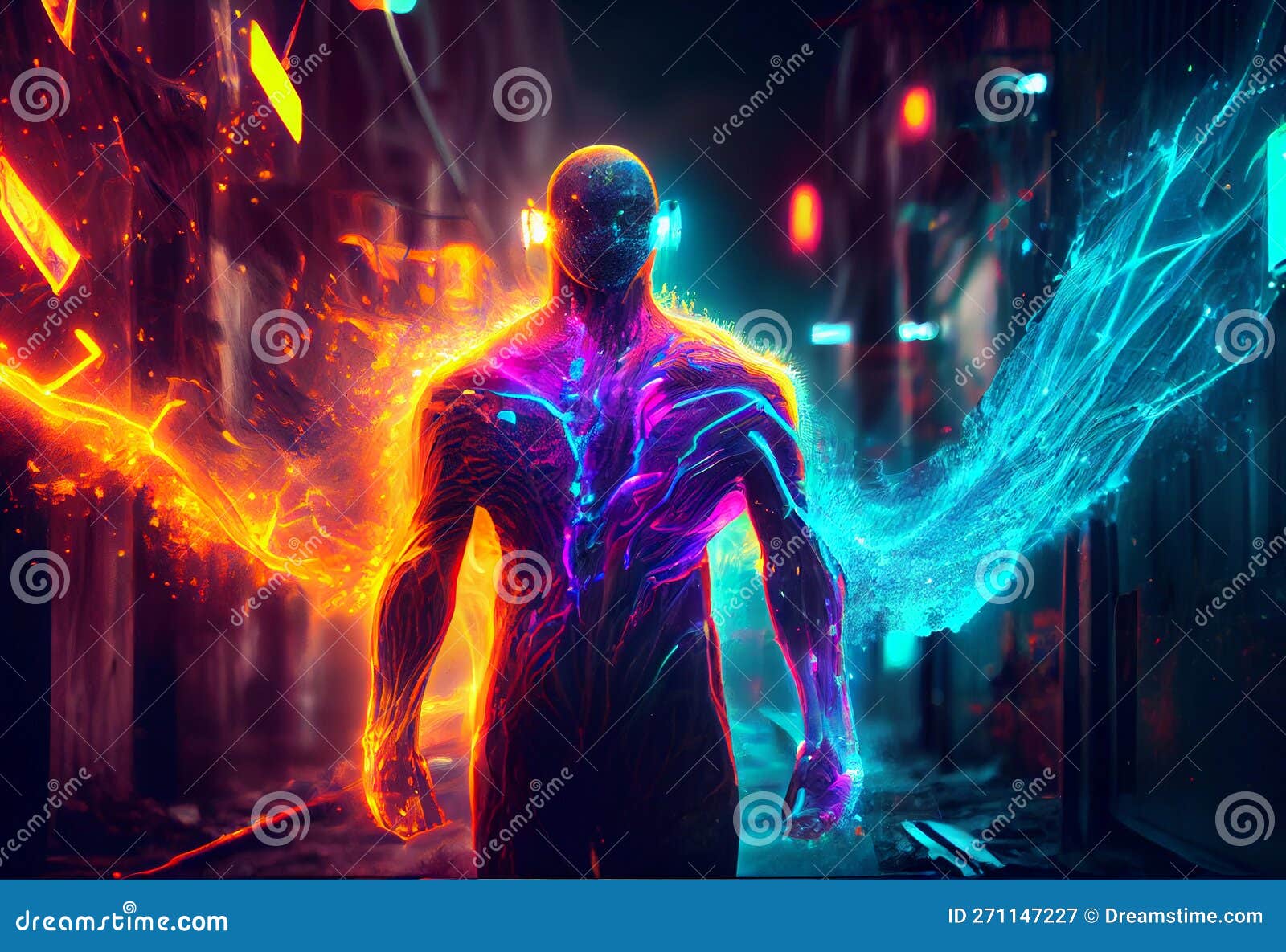 Neon Human Aura on a Dark Background. Stock Illustration - Illustration ...