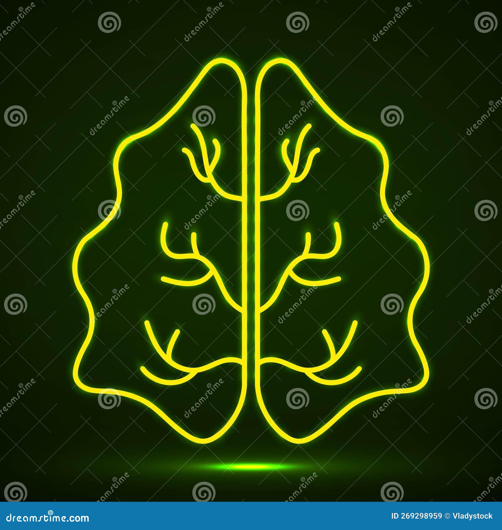 Neon Human Brain with Two Hemispheres Brain Stock Vector - Illustration ...