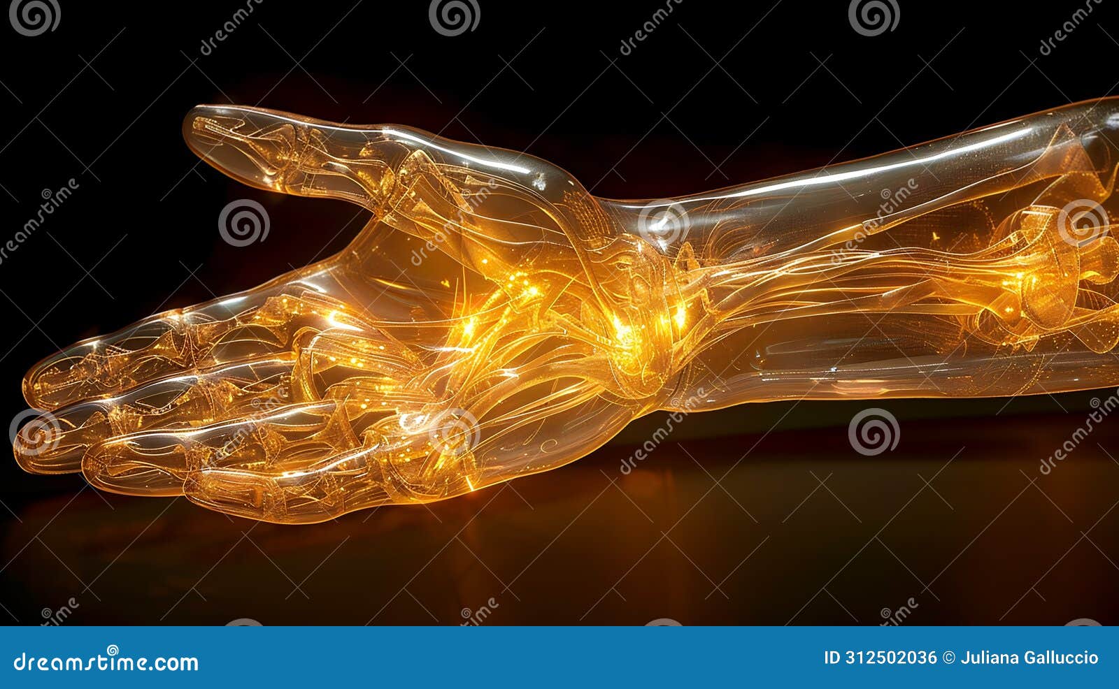 Neon Human Hand Representation with Orange Light Stock Photo - Image of ...