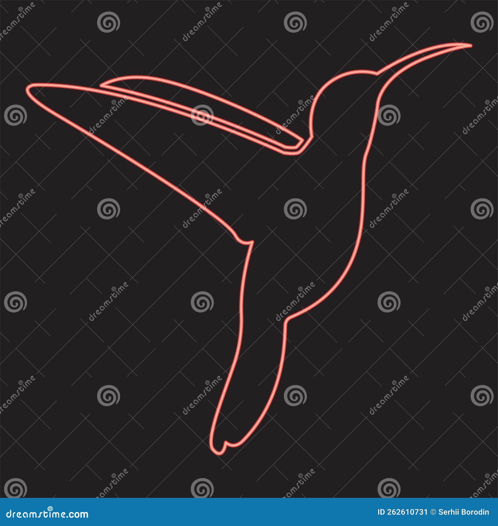Neon Hummingbird Red Color Vector Illustration Image Flat Style Stock ...
