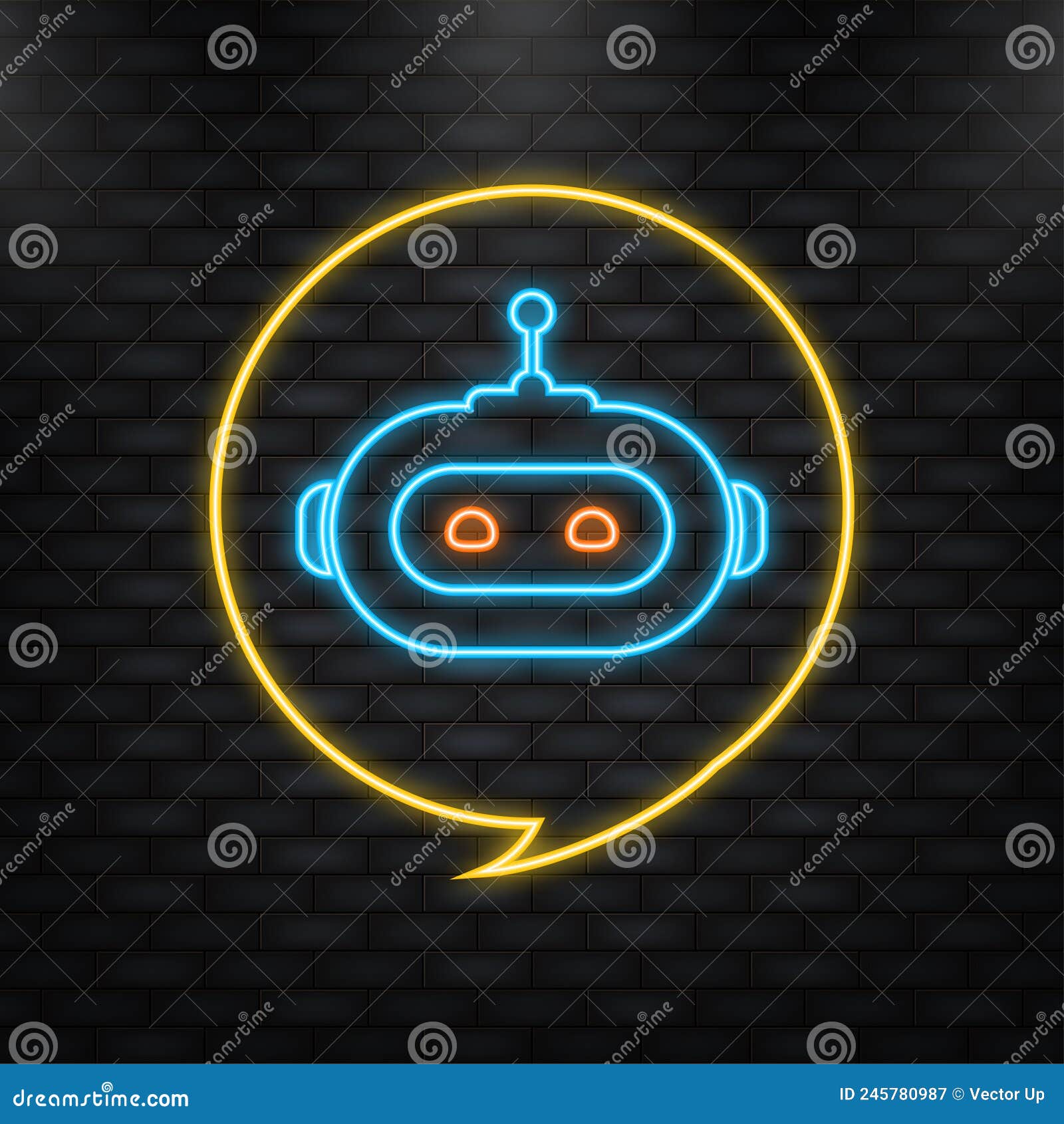 Neon Icon. Chatbot Icon Concept, Chat Bot or Chatterbot. Robot Virtual ...