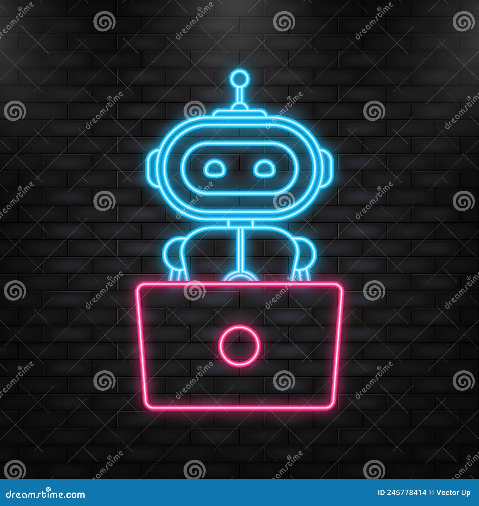 Neon Icon. Chatbot Icon Concept, Chat Bot or Chatterbot Stock Vector ...