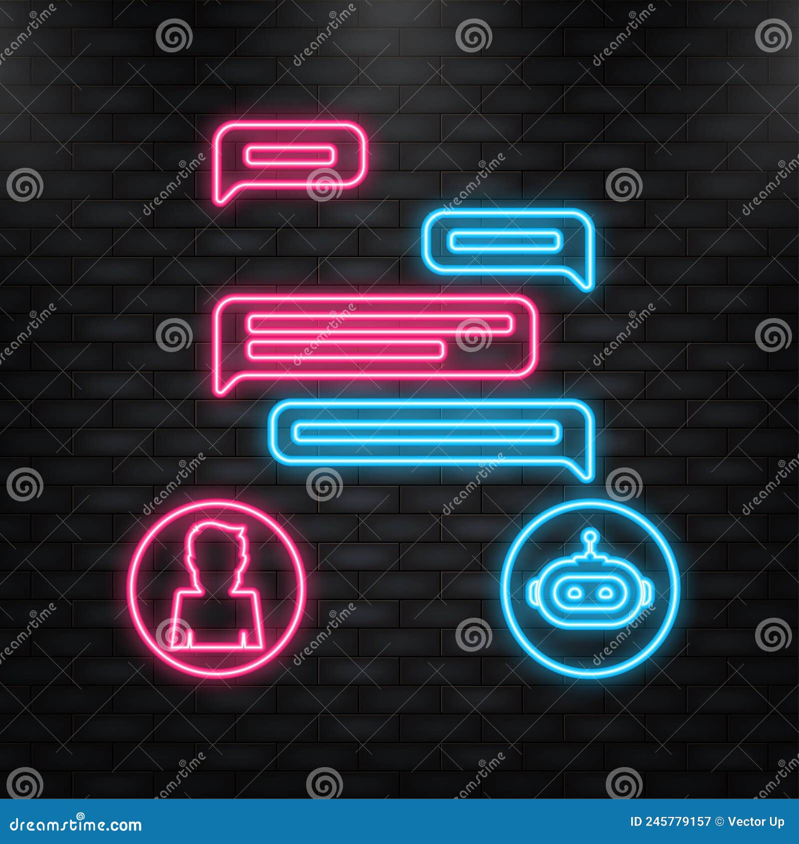 Neon Icon. Chatbot Icon Concept, Chat Bot or Chatterbot Stock Vector ...