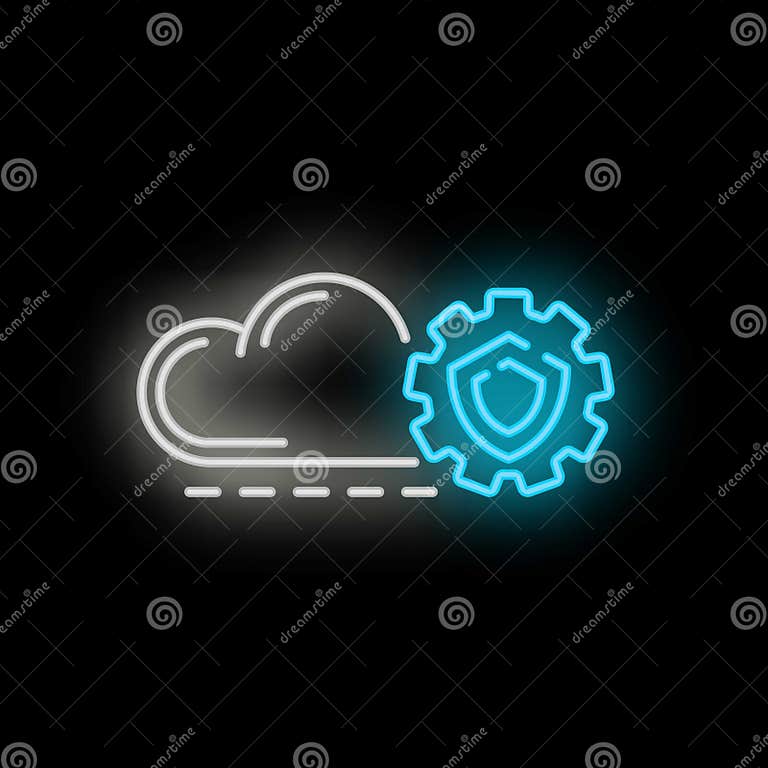 Neon Icon of Cloud Computing Security System Protecting Data Stock Vector - Illustration of ...