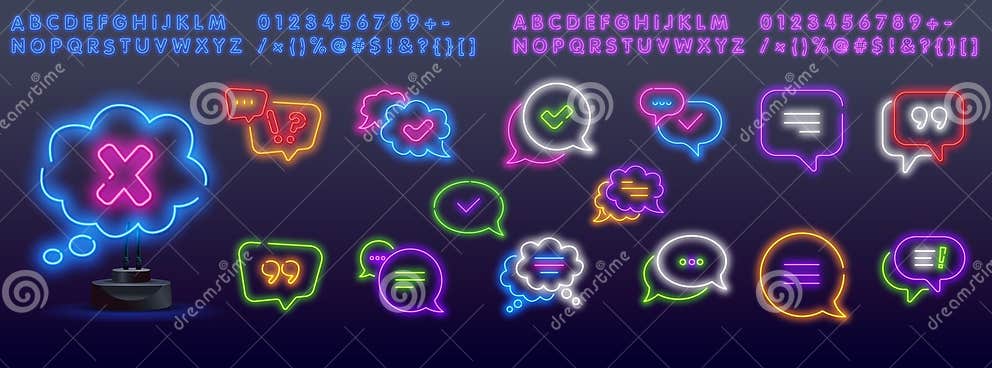 Neon Icon. Colorful Speech Bubbles Neon Frame Collection. Empty ...