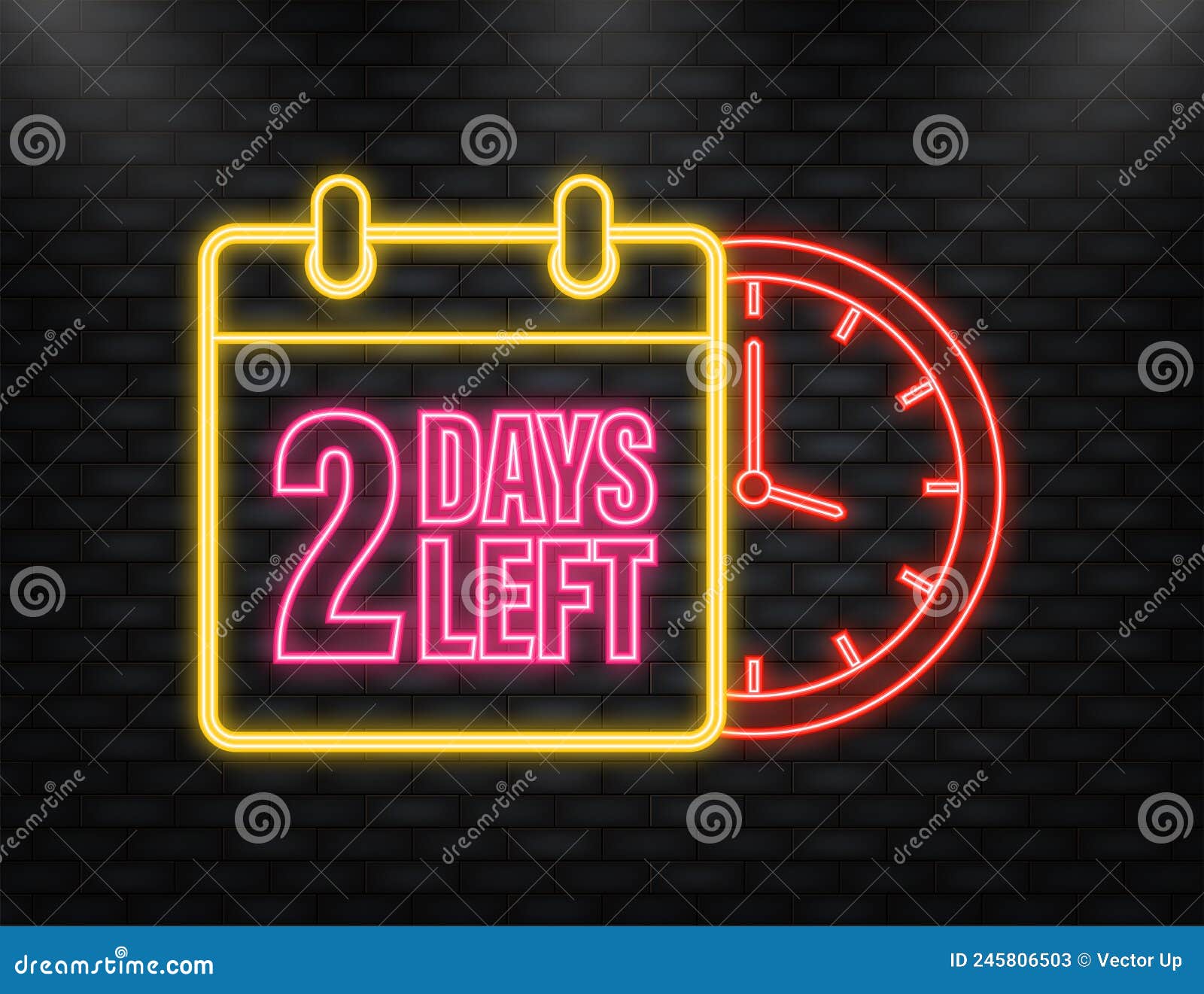 Neon Icon. 2 Days Left Poster in Flat Style Stock Vector - Illustration ...