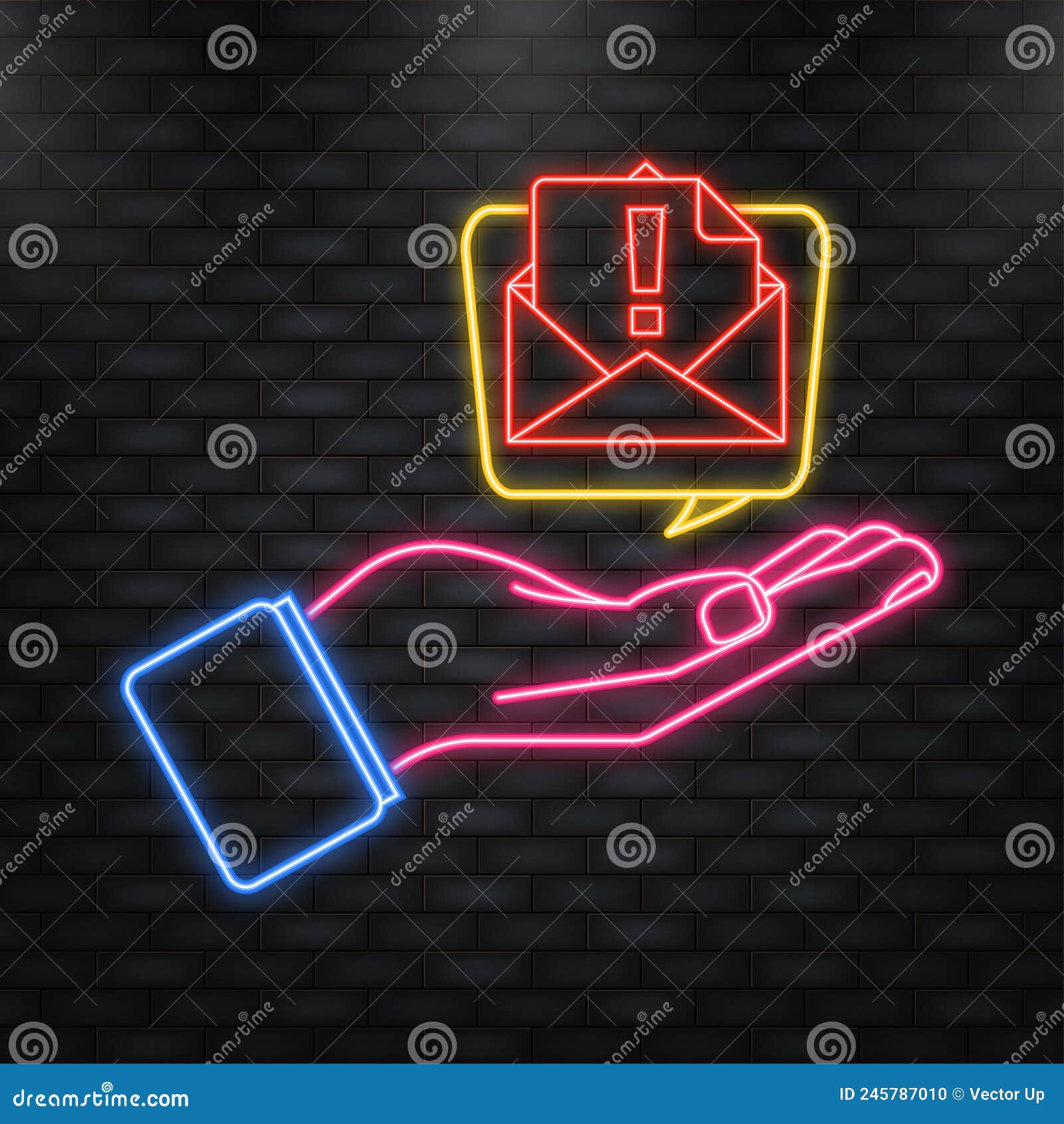 Neon Icon. Illustration for Mobile App Design. Message Notification ...