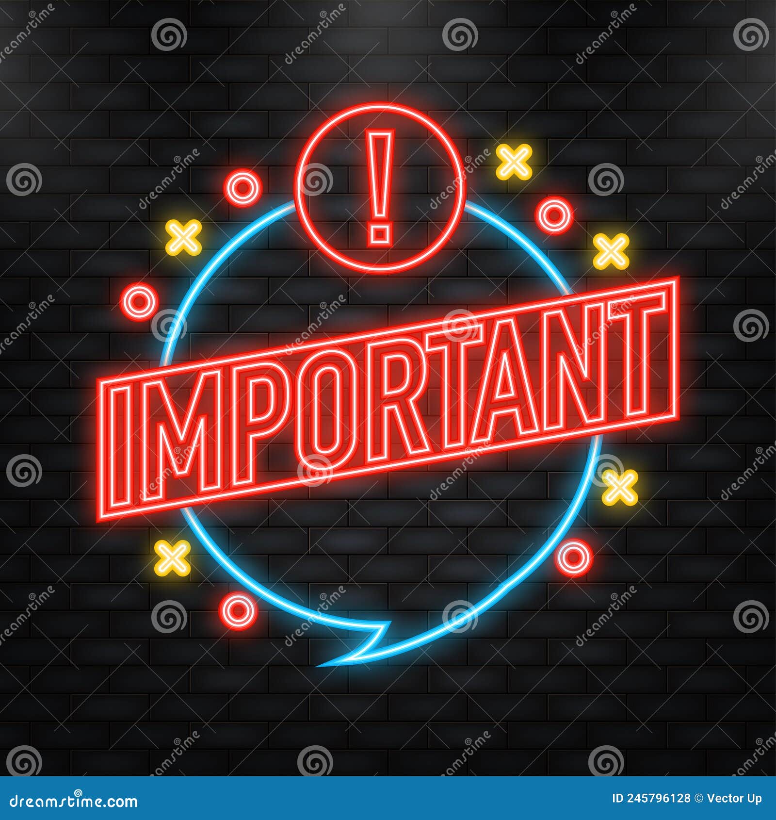Neon Icon. Important Red Banner in Flat Style on White Background ...